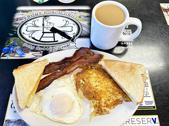 The classic breakfast trinity&mdash;eggs, bacon, and toast&mdash;executed with the kind of precision that turns morning grumps into daylong optimists.