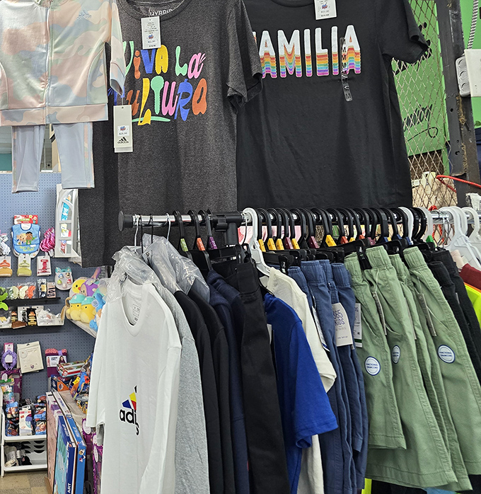 Fashion finds for every style &ndash; where "Familia" t-shirts hang alongside everyday essentials, proving family values never go out of style.