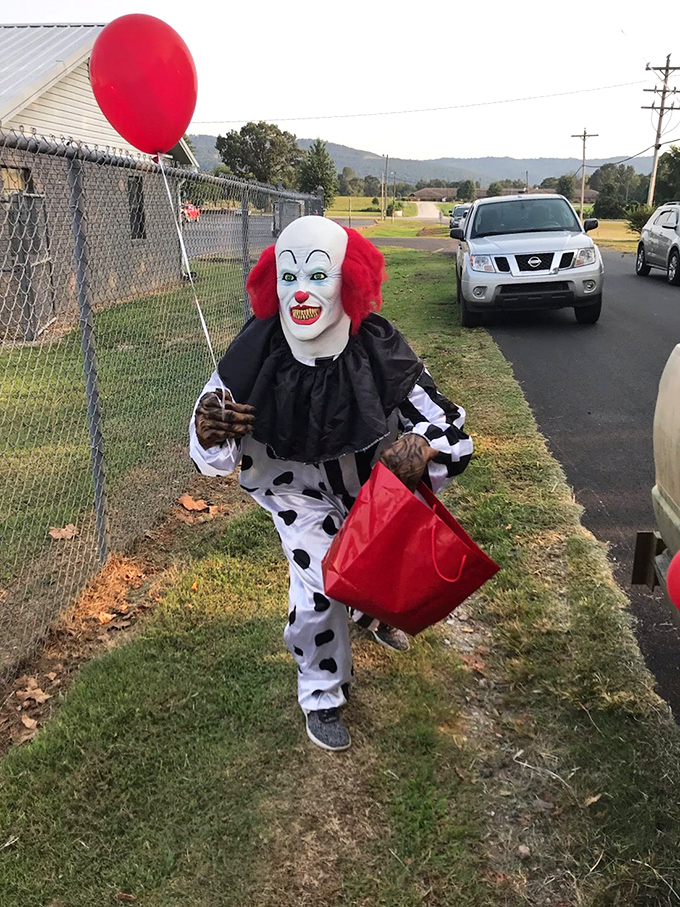 Special events bring the movies to life&mdash;like this Pennywise character greeting visitors, proving that at Kenda, the entertainment starts before the film rolls.