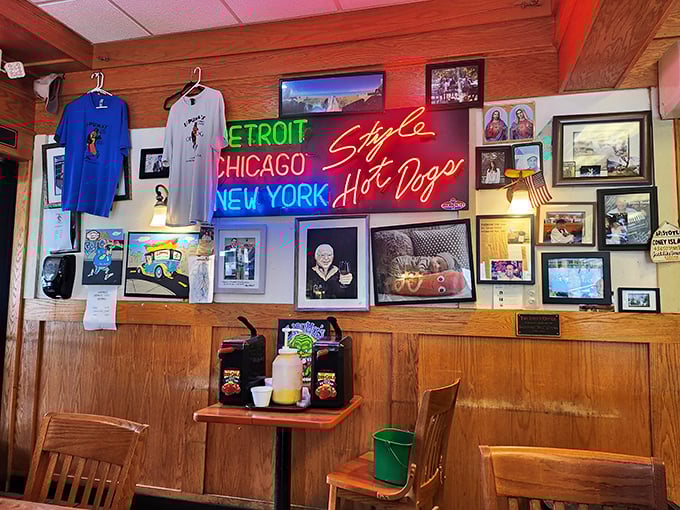 That neon sign isn't just decoration &ndash; it's a declaration of hot dog philosophy that guides everything coming out of this kitchen.