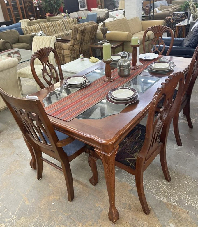 This elegant dining set isn't just furniture&mdash;it's the future site of family gatherings, homework sessions, and midnight snacks.