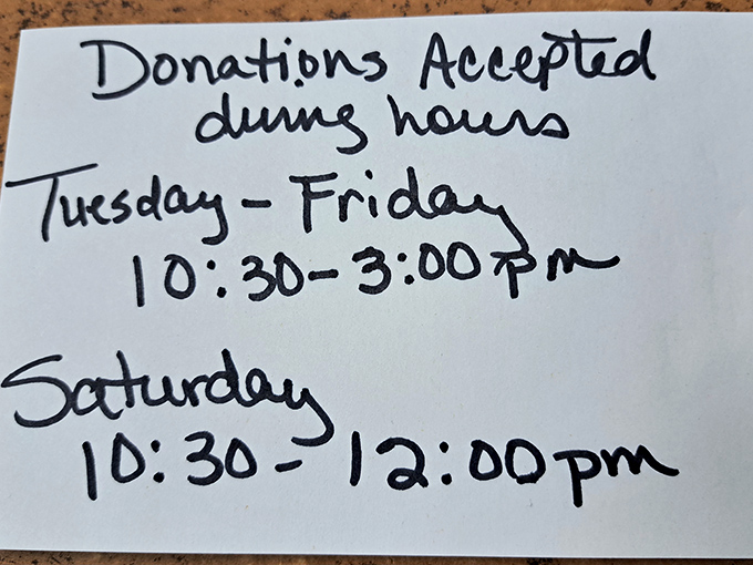The donation schedule&mdash;the lifeblood of any great thrift store. Your castoffs become someone else's treasures in this beautiful cycle of reuse.