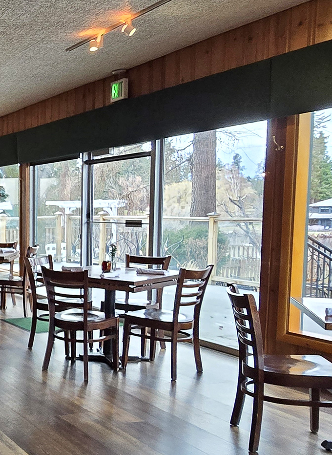 Winter dining with a view: where the snow-dusted landscape outside makes everything inside taste even more comforting.