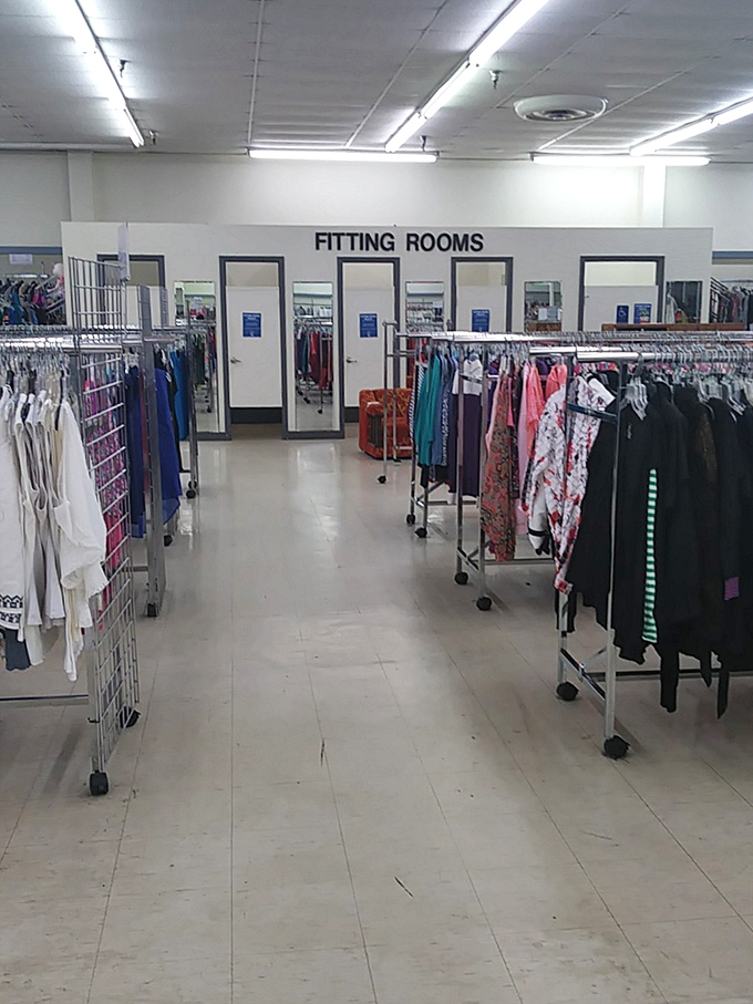 Spacious fitting rooms eliminate the guesswork, ensuring your thrifted treasures fit perfectly before heading to checkout.