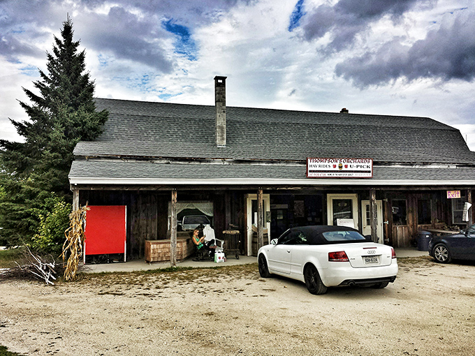 The unassuming exterior of Thompson's farm store promises authentic experiences inside. No fancy facade needed when what's inside is this good.