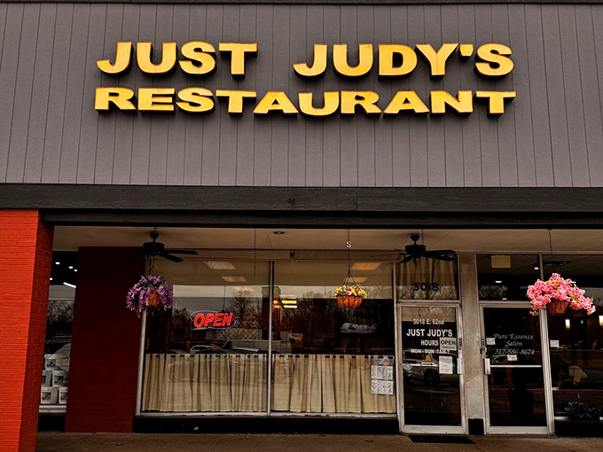 The storefront that launched a thousand satisfied sighs. Just Judy's bright yellow sign is like a breakfast bat-signal for hungry Hoosiers.