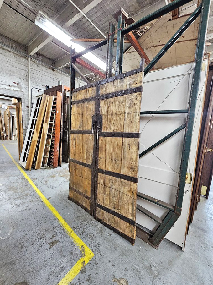 These aren't just doors &ndash; they're portals to the past, each weathered plank and metal brace telling stories of the buildings they once guarded.