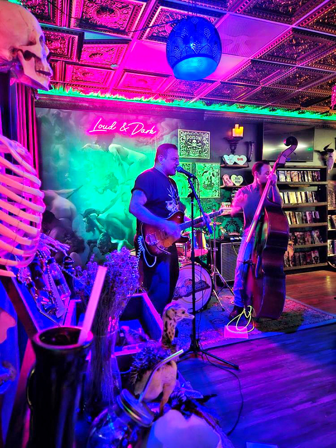 Even the entertainment goes gothic, with live music performances that add haunting melodies to your shopping experience.