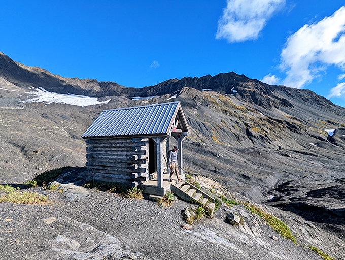 This mountain cabin might be the definition of "room with a view," perched on the edge of a landscape that hasn't changed in millennia.