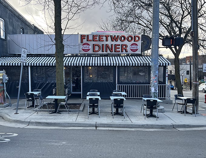 Sidewalk seating for people-watching while you eat &ndash; because sometimes the best side dish is a slice of Ann Arbor street life.