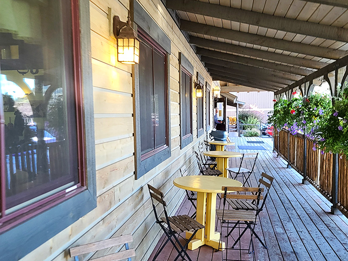 The porch where summer meals stretch into long conversations, and where the mountain air somehow makes everything taste even better.