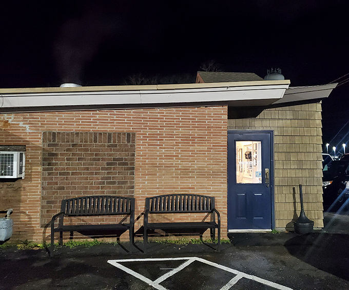 Two benches outside for those who arrive early or need a moment to recover from the delicious meat coma that awaits inside.