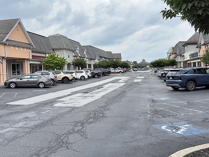 The spacious parking area awaits the vehicles of victorious shoppers, soon to be filled with bags of bargains.