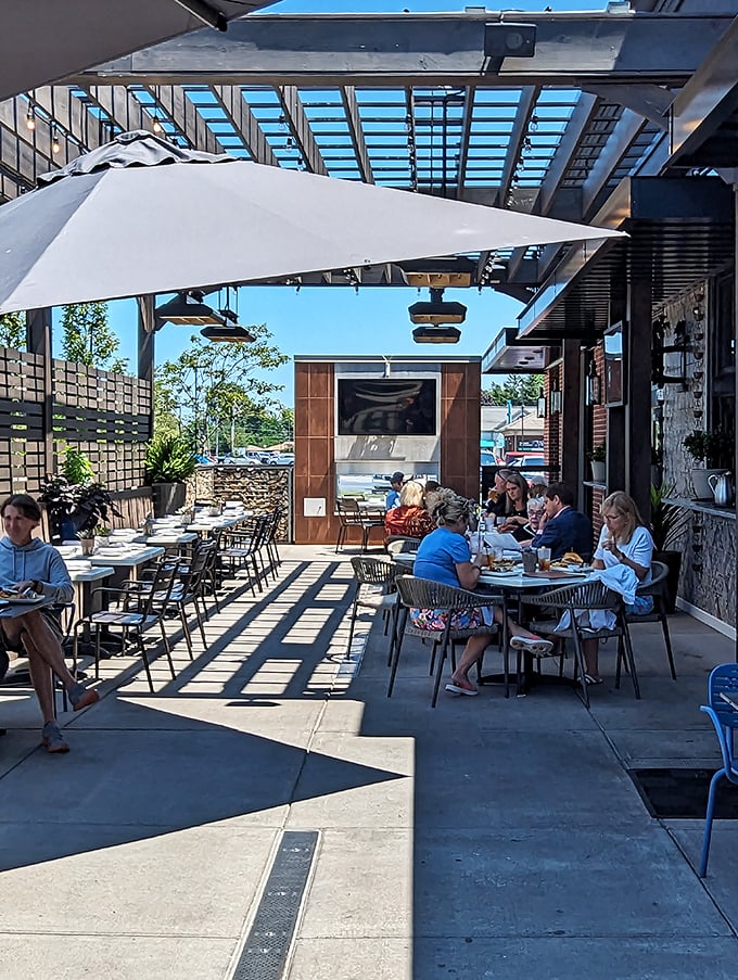 The outdoor patio offers fresh air and sunshine, for those days when Erie's weather decides to cooperate with your dining plans.