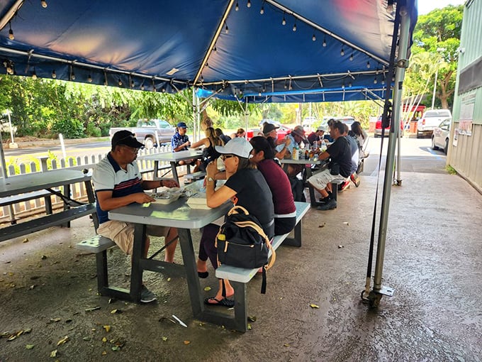 The outdoor seating area provides the perfect stage for the main event: watching people experience their first bite of Ted's legendary pies.