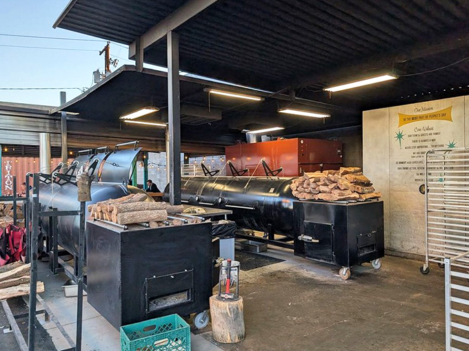 The smokers&mdash;where magic happens at low temperatures and high expectations. These metal beasts are the true heroes of the operation.