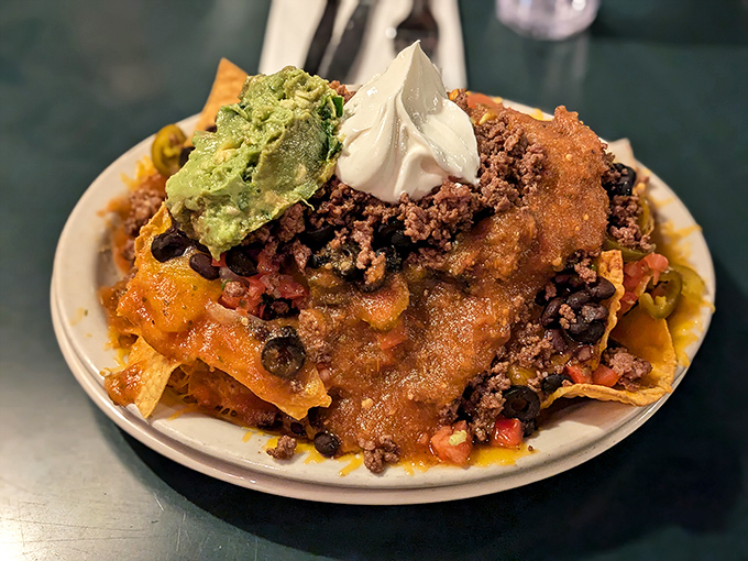 Nachos that require a topographical map to navigate, with guacamole peaks and sour cream valleys worth exploring.