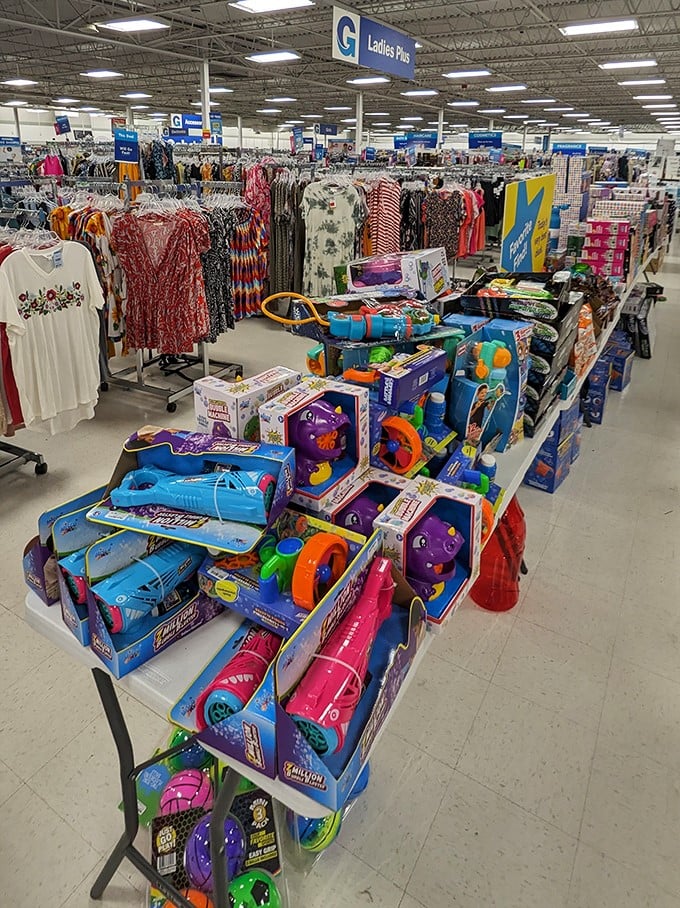 Toy aisles that transform grandparents into heroes and parents into budget-savvy gift-givers. Santa's workshop with discount pricing.