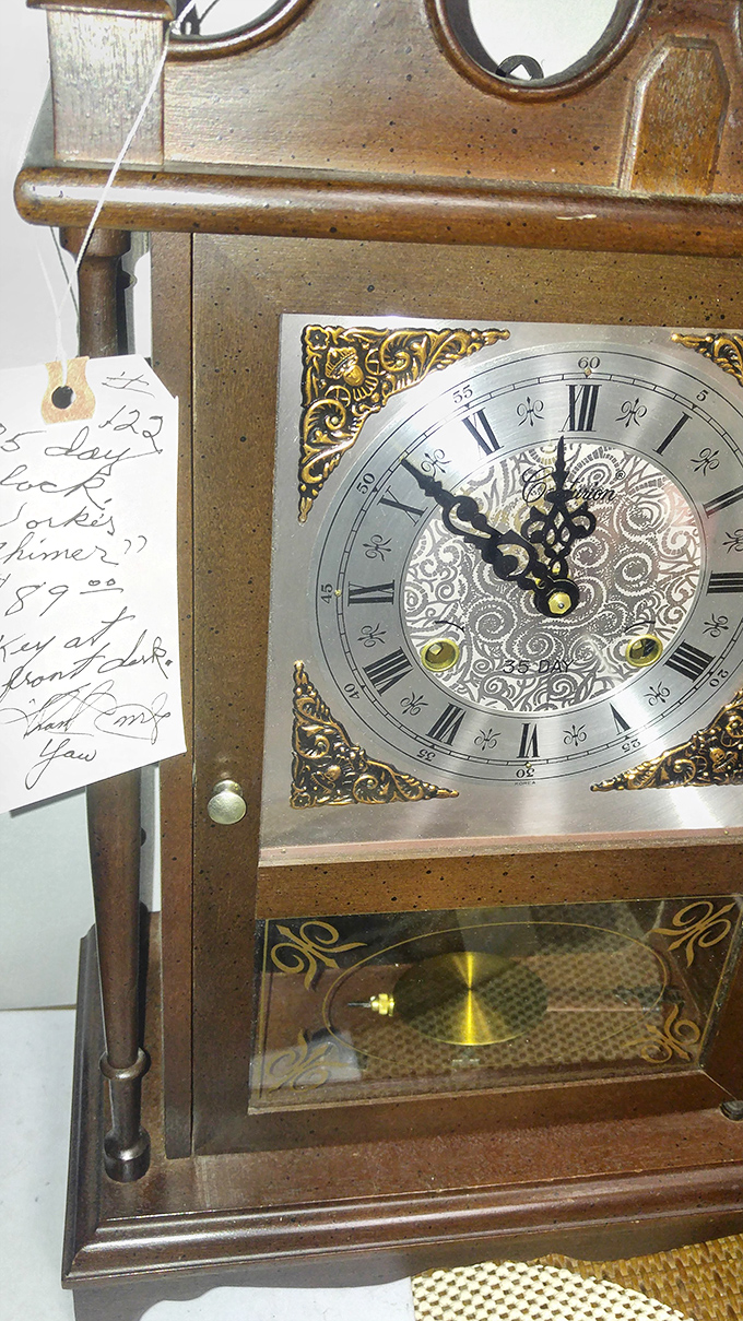 Tick-tock goes this magnificent timepiece, probably keeping perfect time since your grandparents were dating. Craftsmanship that puts modern clocks to shame.