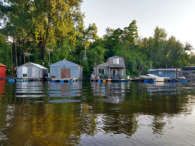 These riverside boathouses capture Winona's practical poetry&mdash;where everyday river life becomes something unexpectedly beautiful.