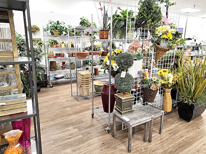 The artificial plant section blooms year-round—desert-friendly greenery that won't wilt under Arizona's relentless sunshine.