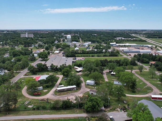 From above, Belleville reveals itself as a perfect patchwork of greenery, neighborhoods, and small-town infrastructure nestled in the rolling Kansas landscape.