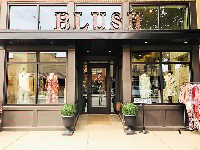 Blush Boutique brings metropolitan style to Main Street with window displays that would make any fashionista do a double-take. Small town, big fashion energy.