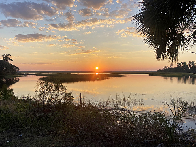 Brunswick's marshland sunsets perform nightly, free of charge, outshining any overpriced resort view you've paid for in the past.