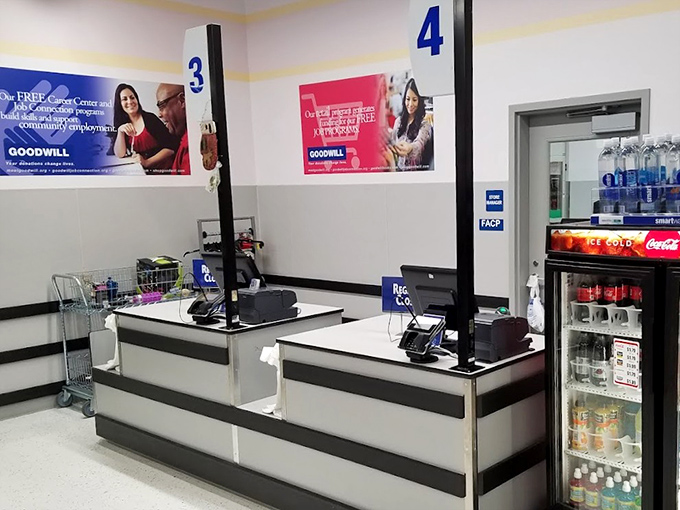 Clean, organized checkout counters dispel old thrift store stereotypes. This isn't your grandmother's charity shop &ndash; it's retail with purpose.