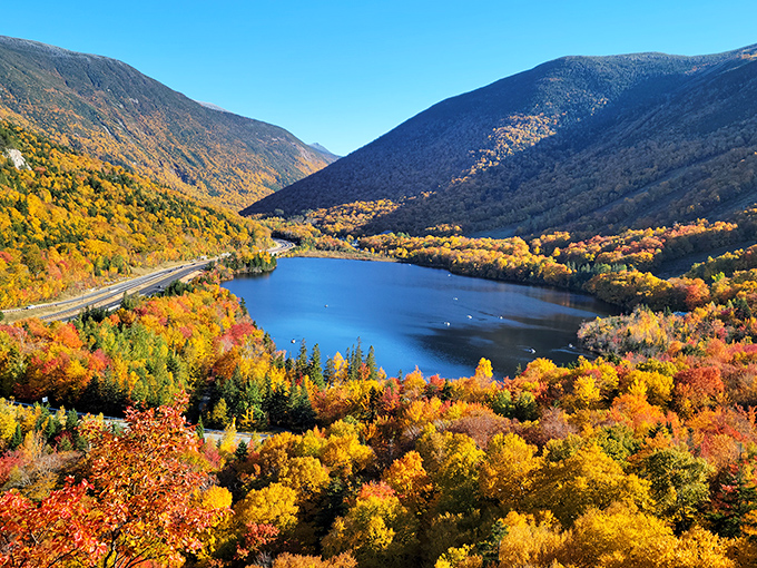Echo Lake cradled between mountains like nature's perfect infinity pool. No filter needed&mdash;or even possible&mdash;for this level of beauty.