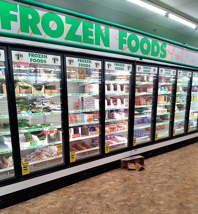 The frozen food section: proof that even in Missouri, you can stock your freezer without freezing your bank account.
