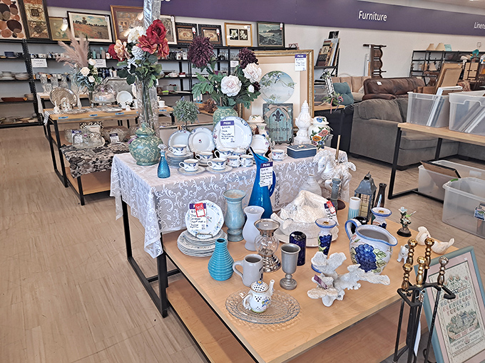 Tablescapes waiting to happen. Each vase, plate, and candlestick holds the potential for your next dinner party triumph.