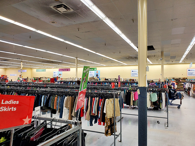 Wide aisles mean comfortable browsing without playing bumper carts&mdash;retail therapy should never require actual physical therapy afterward.