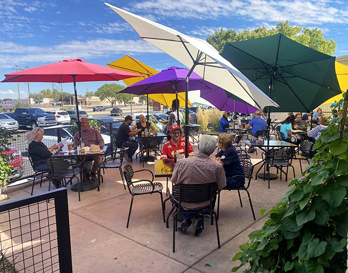 The outdoor patio with its colorful umbrellas offers al fresco dining with a side of people-watching—Albuquerque's version of Parisian café culture.