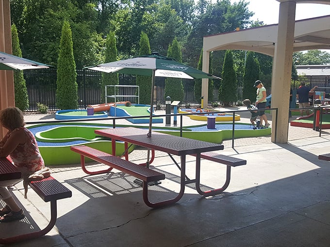 Wait, is that a mini-golf course? This image appears unrelated to Opitz Outlet, possibly showing a nearby recreational area in Minnetonka.