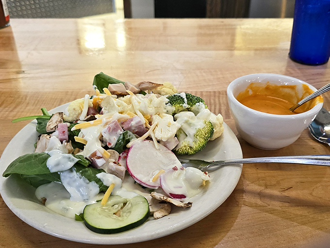 Even the salad has personality &ndash; fresh vegetables and house dressing alongside soup that proves Western Caf&eacute; knows there's more to life than just breakfast.