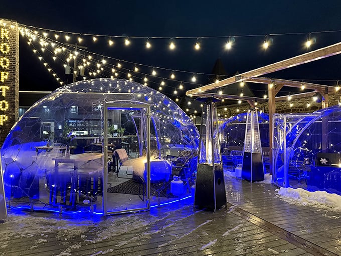 Innovation meets winter reality with these heated dining domes. Iron Mountain restaurants adapt to the seasons with creative solutions that keep social life thriving year-round.