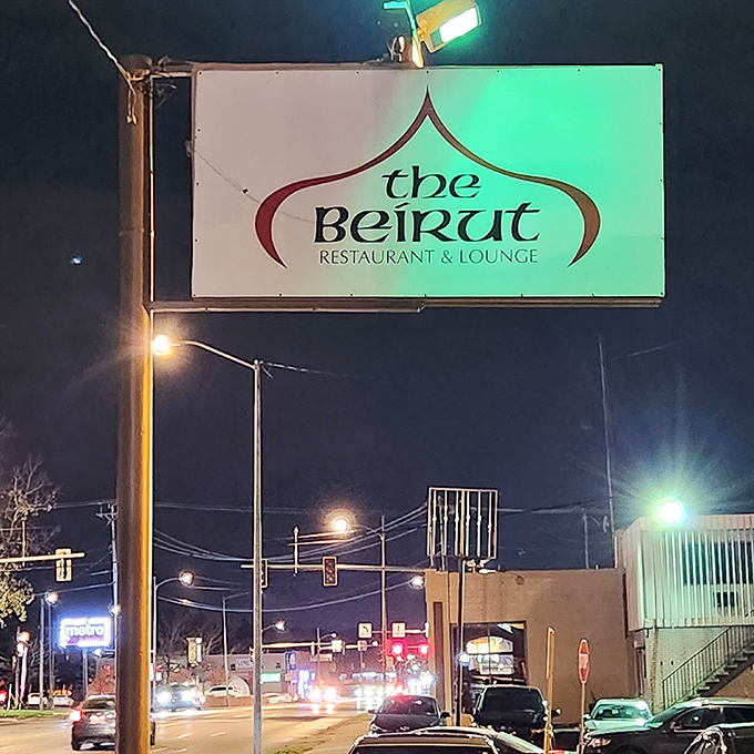The illuminated sign stands as a beacon for flavor-seekers, guiding hungry Toledo residents toward Lebanese culinary enlightenment like a North Star of shawarma.