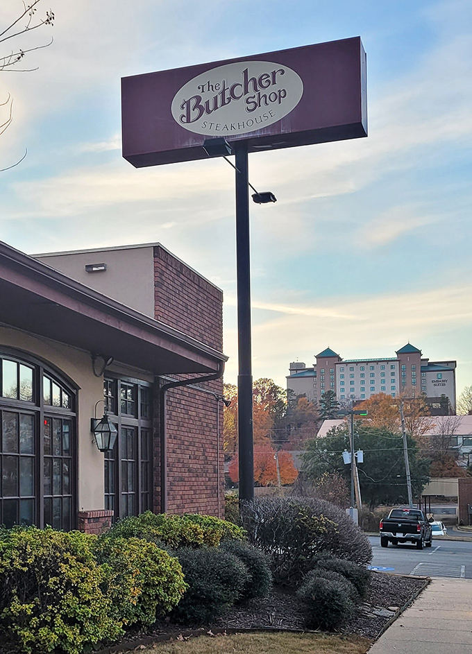 The sign stands tall against the Arkansas sky, a landmark for those seeking beef nirvana in Little Rock.