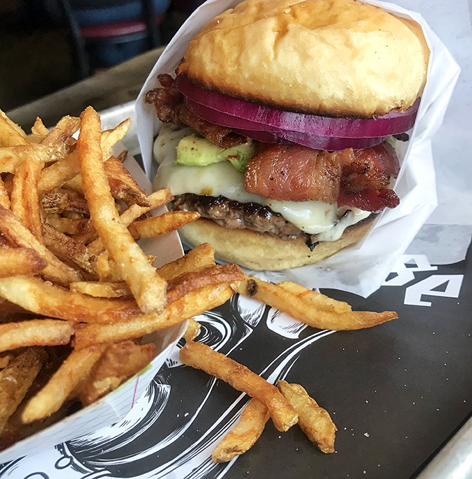 The Sin City burger proves what happens in Vegas should definitely come to Montana. That red onion adds the perfect sharp counterpoint.