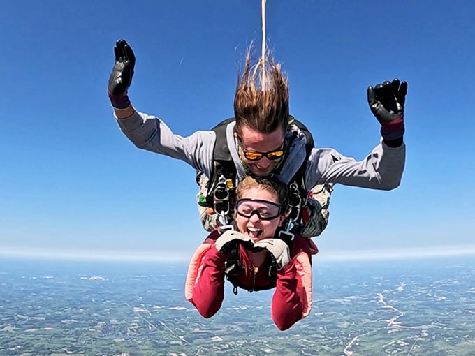 Skydive Monroe offers thrill-seekers a bird's-eye view of this charming town&mdash;the ultimate way to scout your next antiquing route.