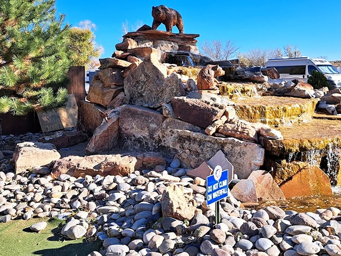 This charming water feature at USA RV Park welcomes travelers and reminds locals that Gallup's natural beauty extends even to its man-made attractions.