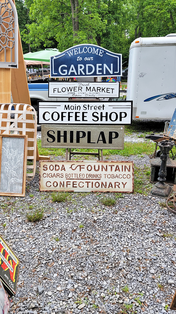 Nostalgia for sale! These vintage-inspired signs let you bring a touch of yesteryear to your home—no time machine required, just cash in small bills.
