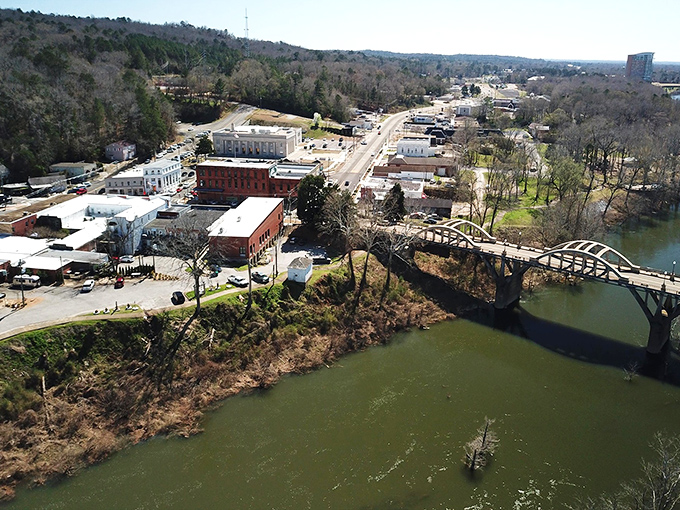 From above, Wetumpka reveals its perfect balance of nature and small-town living, with the Coosa River embracing the community like an old friend.