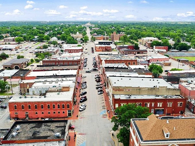 From above, Guthrie reveals its perfect grid of history&mdash;red-brick buildings arranged like a Victorian-era game of Tetris.