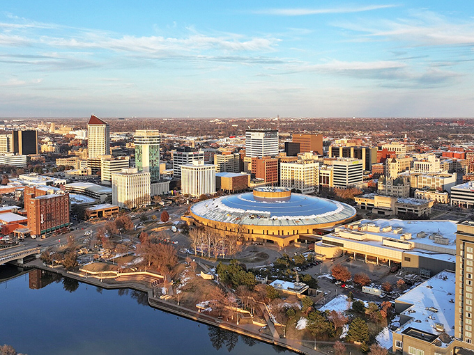 From above, Wichita reveals itself as a perfect blend of urban energy and riverside serenity. The Midwest's best-kept secret, now in panorama.