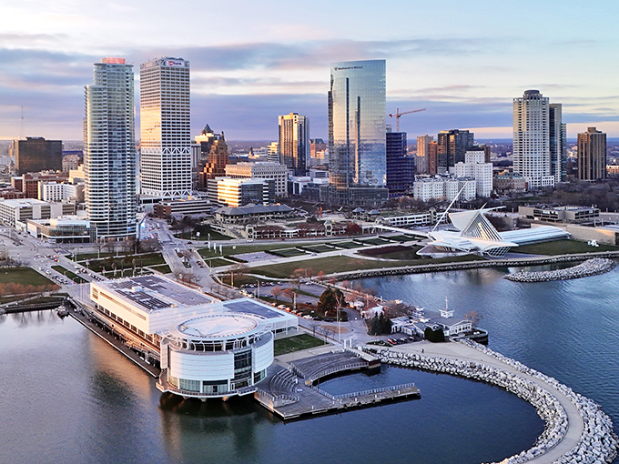 From above, Milwaukee reveals itself as a perfect blend of blue water, green spaces, and urban innovation &ndash; like a Midwest Manhattan that's actually affordable.