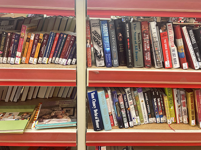 The book section&mdash;where literary treasures hide between worn covers, waiting for readers to discover worlds for just a few dollars.