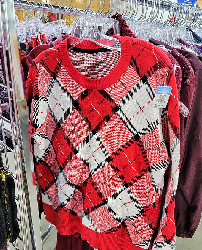 This festive plaid sweater survived at least one holiday season before being retired&mdash;ready for its comeback tour on another winter body.