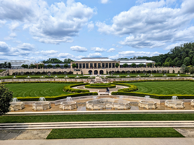 The grand vista of Longwood's Main Fountain Garden. Like a royal palace dropped into Pennsylvania—minus the stuffy royals, plus world-class horticulture.